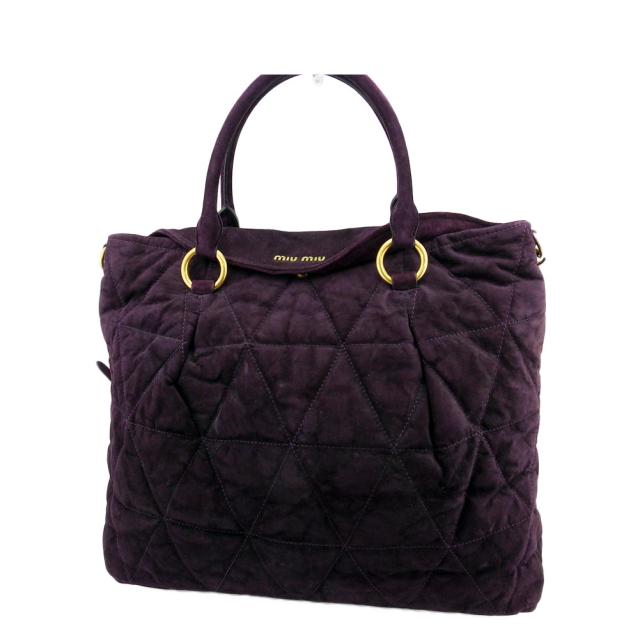 【BIGお買い物ラリー★30%OFFセール中】ミュウミュウ MIUMIU ショルダーバッグキルティング パープル ゴールド レディース 中古