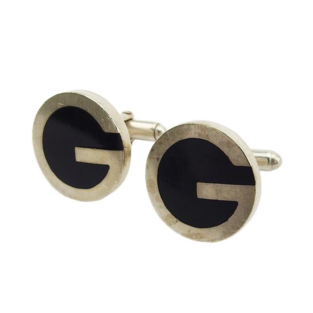 【BIGお買い物ラリー★30%OFFセール中】グッチ GUCCI カフスGマーク スウィヴル式 シルバー ブラック レディース 中古