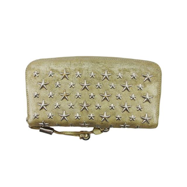 【BIGお買い物ラリー★30%OFFセール中】ジミーチュウ JIMMY CHOO 長財布スタースタッズ ゴールド シルバー レディース 中古