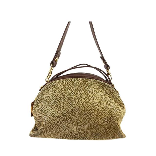 【BIGお買い物ラリー★30%OFFセール中】ボルボネーゼ BORBONESE ショルダーバッグうずら柄 ベージュ レディース 中古