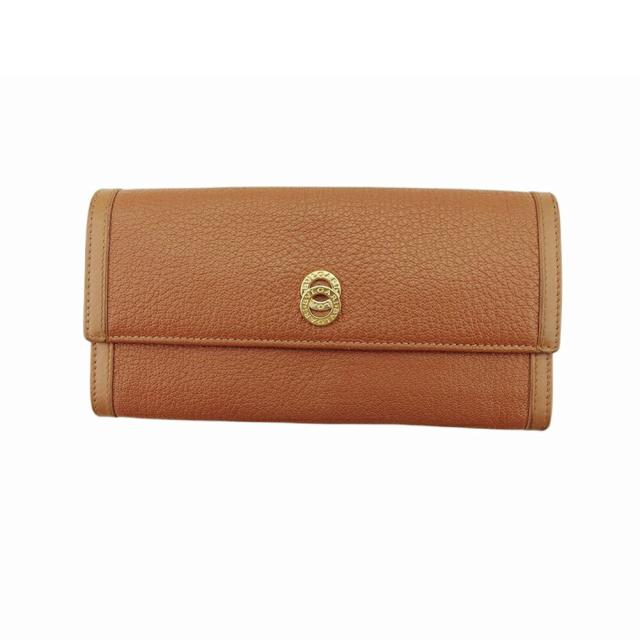 【X'masセール★30%OFF】ブルガリ BVLGARI 長財布ドッピオトンド ブラウン ゴールド レディース 中古
