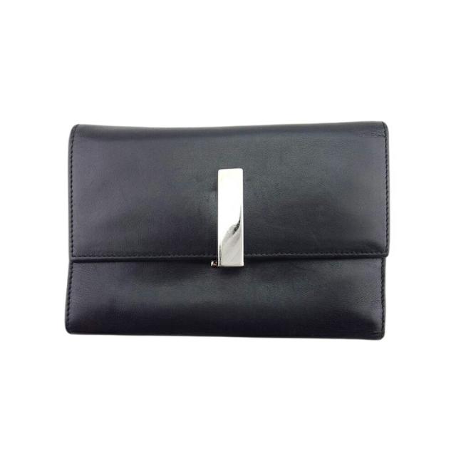 【BIGお買い物ラリー★30%OFFセール中】サルヴァトーレフェラガモ Salvatore Ferragamo 三つ折り財布ロゴプレート ブラック レディース 中古