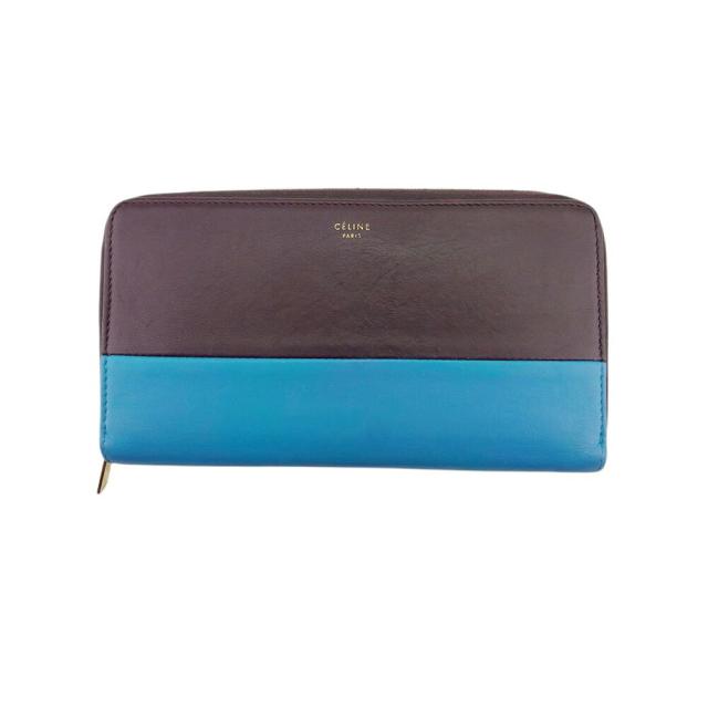 【X'masセール★30%OFF】セリーヌ CELINE 長財布バイカラー パープル ブラウン ブルー レディース 中古