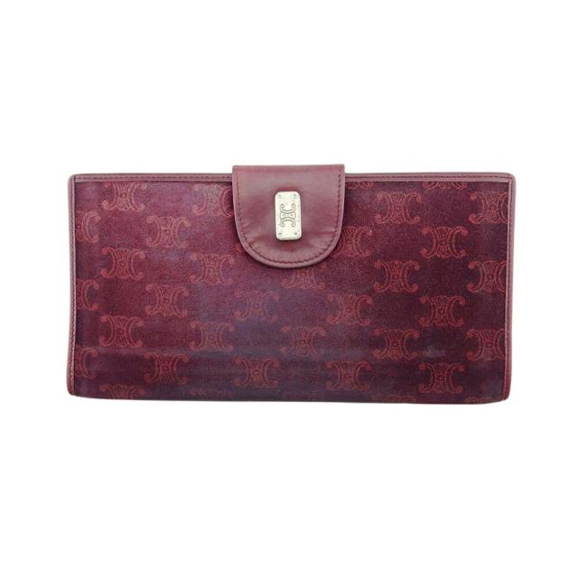 【BIGお買い物ラリー★30%OFFセール中】セリーヌ CELINE 札入れマカダム ボルドー レディース 中古