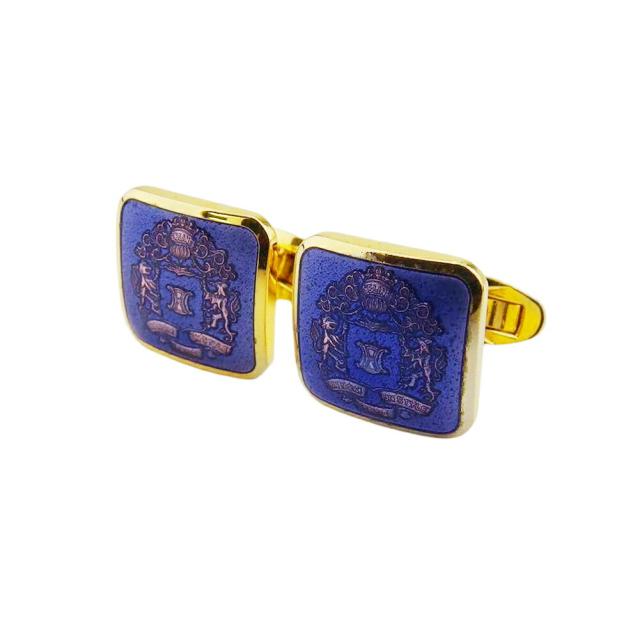 【BIGお買い物ラリー★30%OFFセール中】セリーヌ CELINE カフストリオンフマーク スウィヴル式 ブルー ゴールド レディース 中古