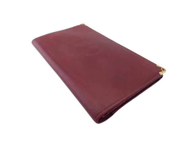 カルティエ CARTIER 二つ折り財布マストライン ボルドー レディース 中古