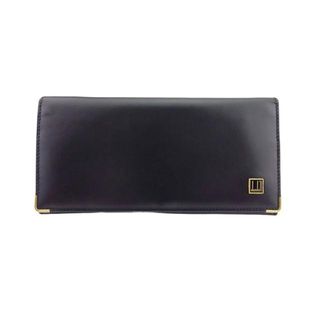 【BIGお買い物ラリー★30%OFFセール中】ダンヒル Dunhill 長財布ロゴプレート ブラック ゴールド レディース 中古