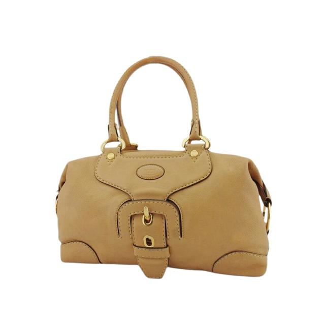 【BIGお買い物ラリー★30%OFFセール中】トッズ TOD’S ハンドバッグベルトデザイン ベージュ ゴールド レディース 中古