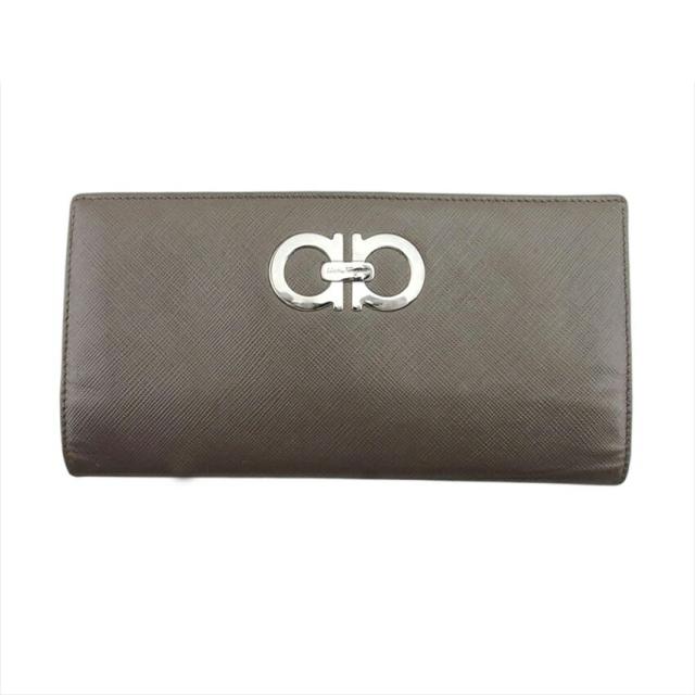 【BIGお買い物ラリー★30%OFFセール中】サルヴァトーレフェラガモ Salvatore Ferragamo 長財布ガンチーニ グレージュ レディース 中古