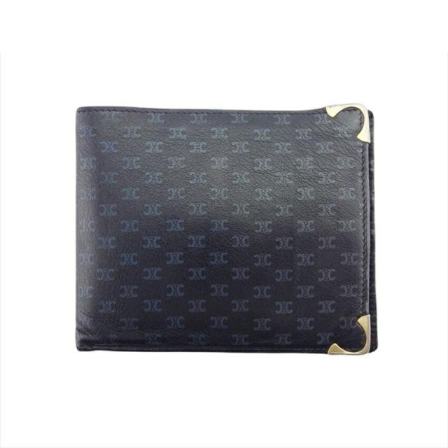 【X'masセール★30%OFF】セリーヌ CELINE 札入れマカダム グレー×ゴールド レディース 中古