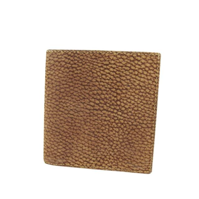 【BIGお買い物ラリー★30%OFFセール中】ボルボネーゼ BORBONESE 二つ折り財布うずら柄 ブラウン ゴールド レディース 中古