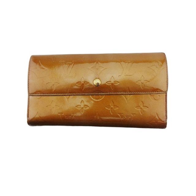 【X'masセール★30%OFF】ルイ・ヴィトン LOUIS VUITTON 長財布ヴェルニ ポルトトレゾールインターナショナル ブラウン ゴールド レディース 中古