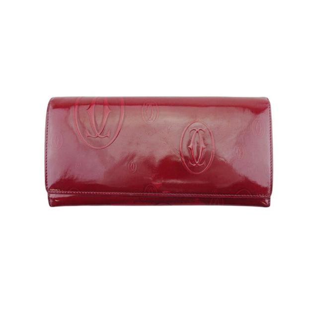 【X'masセール★30%OFF】カルティエ CARTIER 長財布ハッピーバースデー レッド シルバー レディース 中古