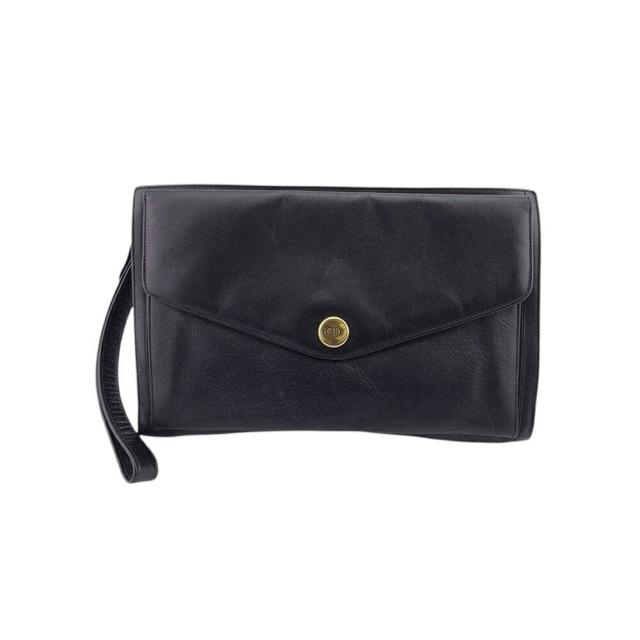 【X'masセール★30%OFF】ディオール Dior クラッチバッグCDマーク ブラック ゴールド レディース 中古