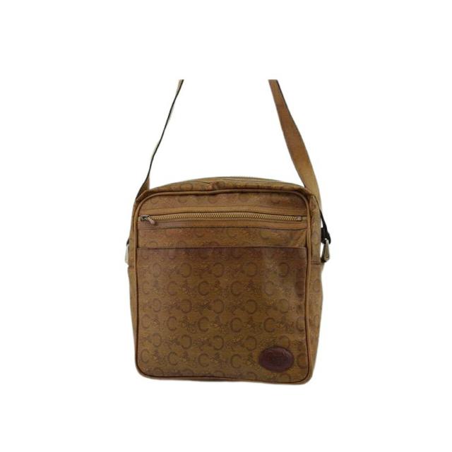 【BIGお買い物ラリー★30%OFFセール中】セリーヌ CELINE ショルダーバッグCマカダム ホースキャリッジ 馬車 ベージュ ブラウン ゴールド レディース 中古