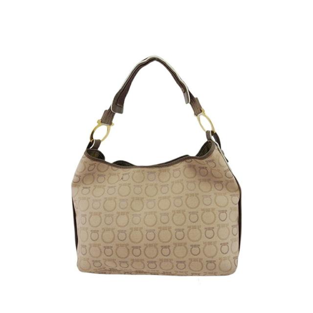【X'masセール★30%OFF】サルヴァトーレフェラガモ Salvatore Ferragamo ショルダーバッグガンチーニ ベージュ ブラウン ゴールド系 レディース 中古