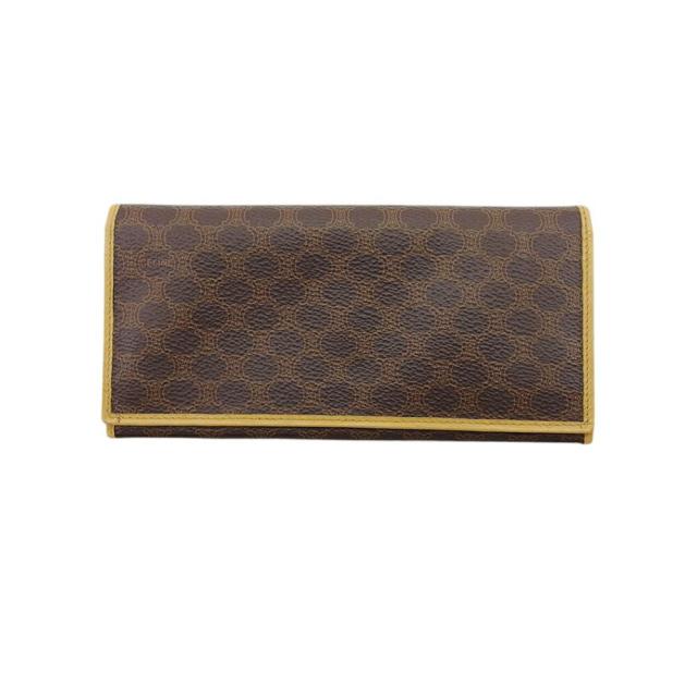 【X'masセール★30%OFF】セリーヌ CELINE 長財布マカダム ブラウン ベージュ レディース 中古