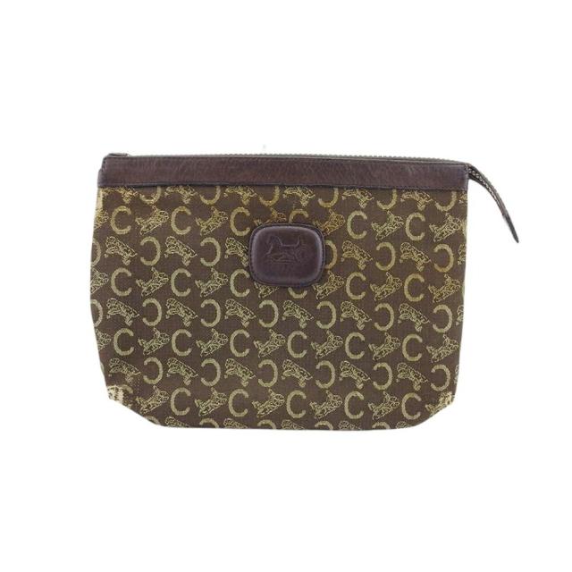 【BIGお買い物ラリー★30%OFFセール中】セリーヌ CELINE クラッチバッグCマカダム ブラウン ベージュ レディース 中古