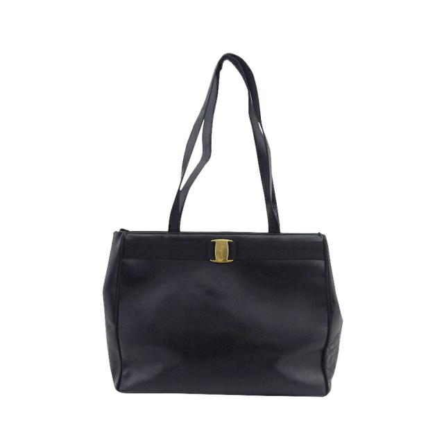 【BIGお買い物ラリー★30%OFFセール中】サルヴァトーレフェラガモ Salvatore Ferragamo トートバッグヴァラ ブラック ゴールド レディース 中古