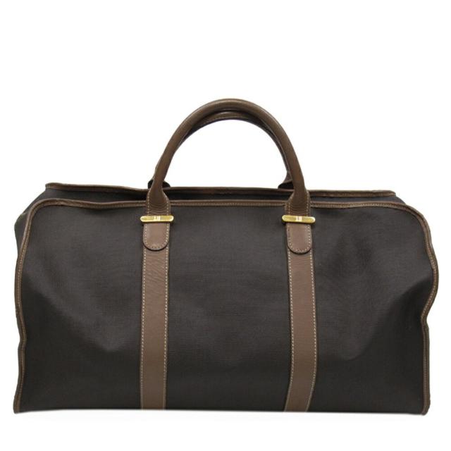 【BIGお買い物ラリー★30%OFFセール中】ダンヒル Dunhill ボストンバッグヘリンボーン グレー 灰色 ブラウン ゴールド レディース 中古