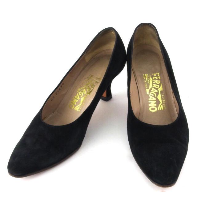 【BIGお買い物ラリー★30%OFFセール中】サルヴァトーレフェラガモ Salvatore Ferragamo パンプスアーモンドトゥ ♯5ハーフ ブラック レディース 中古