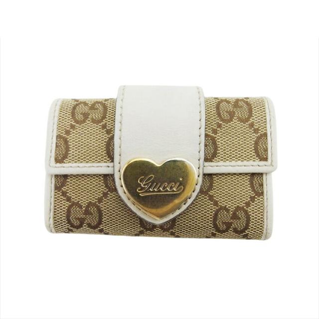 【BIGお買い物ラリー★30%OFFセール中】グッチ GUCCI キーケースラブリーハート ベージュ×ホワイト レディース 中古