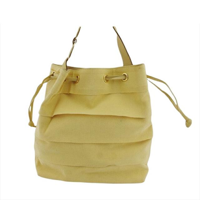 【BIGお買い物ラリー★30%OFFセール中】サルヴァトーレフェラガモ Salvatore Ferragamo ショルダーバッグヴァラ ティアード イエロー ゴールド レディース 中古