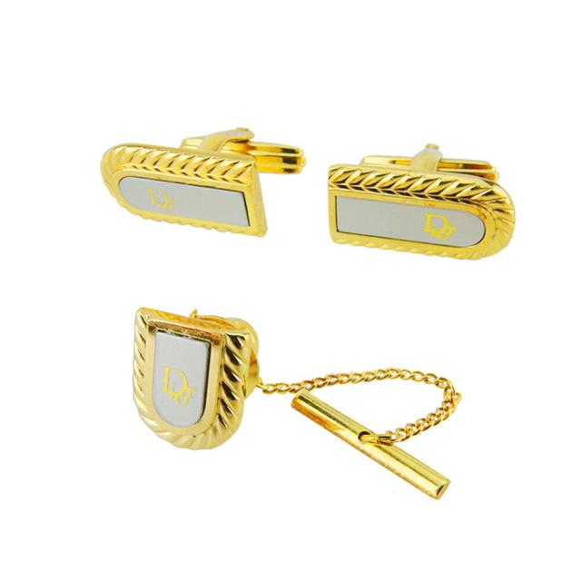 【X'masセール★30%OFF】ディオール Dior カフス2アイテムセット タイタック スウィヴル式 ゴールド シルバー レディース 中古