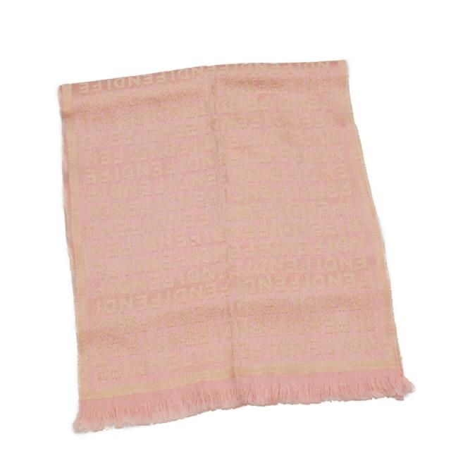 【BIGお買い物ラリー★30%OFFセール中】フェンディ FENDI マフラーロゴ柄 ピンク ベージュ レディース 中古