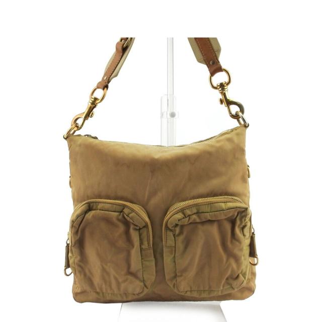 【X'masセール★30%OFF】ミュウミュウ MIUMIU ショルダーバッグZIPポケット ベージュ ゴールド系 レディース 中古