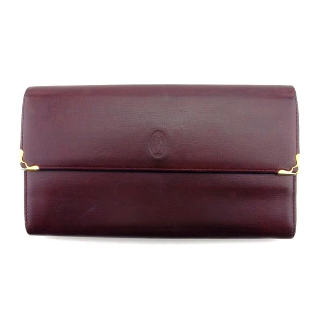 【BIGお買い物ラリー★30%OFFセール中】カルティエ CARTIER 長財布マストライン マストライン ボルドー×ゴールド レディース 中古