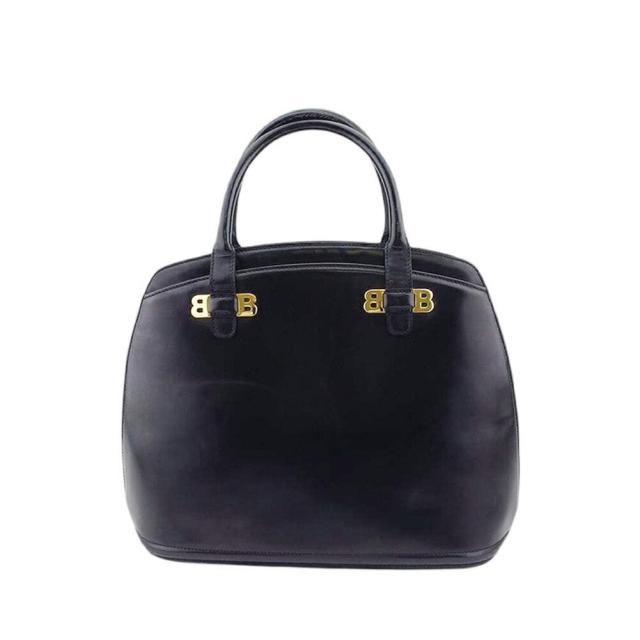 【BIGお買い物ラリー★30%OFFセール中】バリー BALLY ハンドバッグBマーク ブラック ゴールド レディース 中古