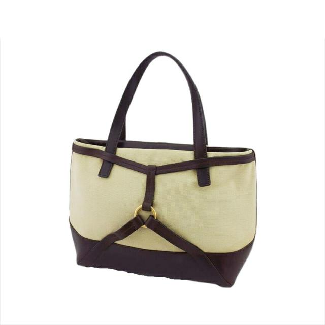 【BIGお買い物ラリー★30%OFFセール中】ハンティングワールド HUNTING WORLD トートバッグロゴ ベージュ ブラウン ゴールド レディース 中古