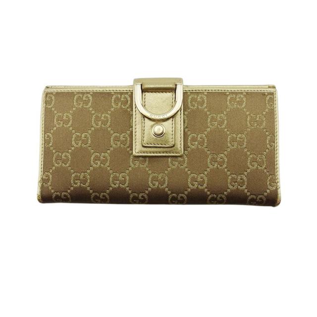 【X'masセール★30%OFF】グッチ GUCCI 長財布GGキャンバス アビー ブラウン ゴールド レディース 中古