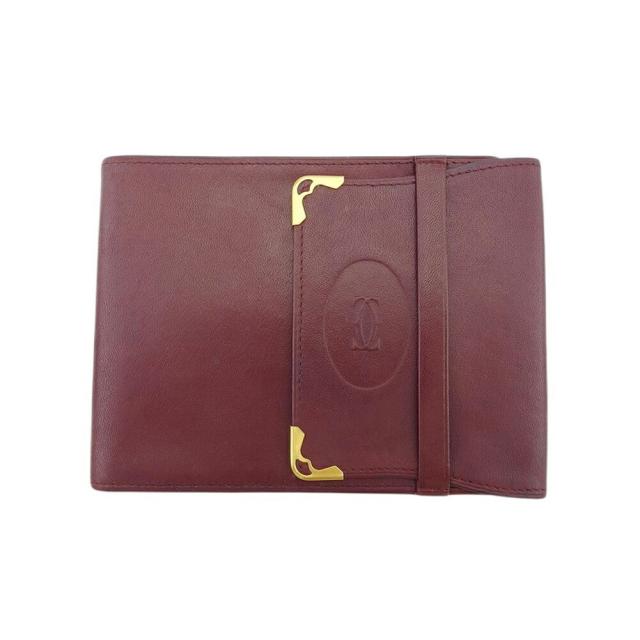 【X'masセール★30%OFF】カルティエ CARTIER 札入れマストライン ボルドー ゴールド レディース 中古