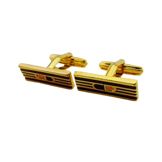 【X'masセール★30%OFF】ディオール Dior カフスCDマーク スウィヴル式 ゴールド ブラック レディース 中古