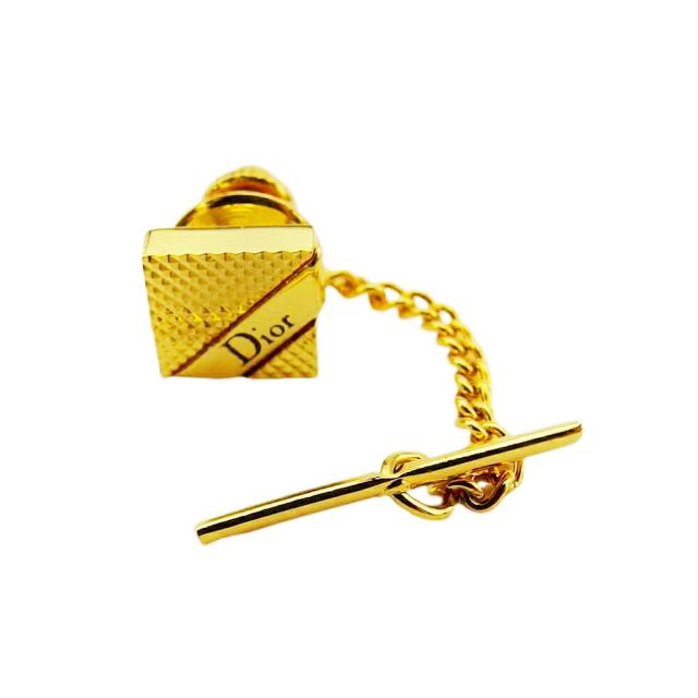 【X'masセール★30%OFF】ディオール Dior タイピンタイタック ロゴ スクエア ゴールド ブラック レディース 中古