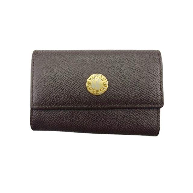 【BIGお買い物ラリー★30%OFFセール中】ブルガリ BVLGARI キーケースクラシコ ロゴボタン ブラウン ゴールド レディース 中古