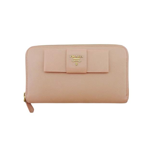 【BIGお買い物ラリー★30%OFFセール中】プラダ PRADA 長財布リボン フィオッコ ピンク ゴールド レディース 中古
