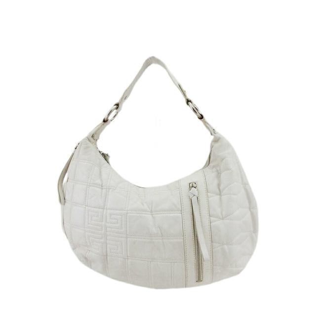 【X'masセール★30%OFF】ジバンシィ GIVENCHY ショルダーバッグ4Gロゴ キルティング ホワイト 白 シルバー レディース 中古