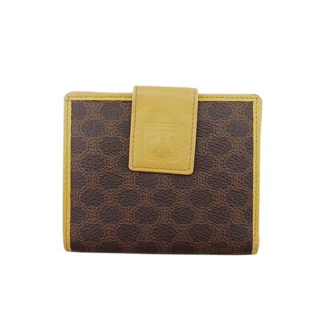 【X'masセール★30%OFF】セリーヌ CELINE 二つ折り財布マカダム ブラウン ベージュ レディース 中古