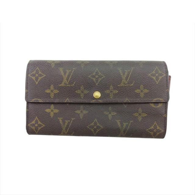 【BIGお買い物ラリー★30%OFFセール中】ルイ・ヴィトン LOUIS VUITTON 長財布モノグラム ポシェットポルトモネクレディ ブラウン ベージュ ゴールド レディース 中古