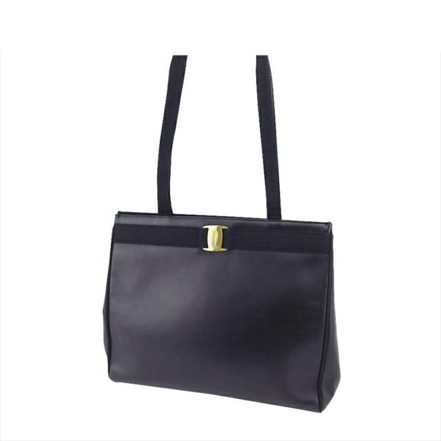 【BIGお買い物ラリー★30%OFFセール中】サルヴァトーレフェラガモ Salvatore Ferragamo トートバッグヴァラ ブラック ゴールド レディース 中古