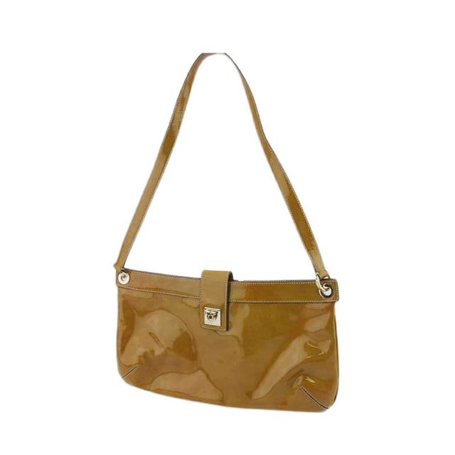 【BIGお買い物ラリー★30%OFFセール中】サルヴァトーレフェラガモ Salvatore Ferragamo ショルダーバッグ ガンチーニ ブラウン×シルバー レディース 中古