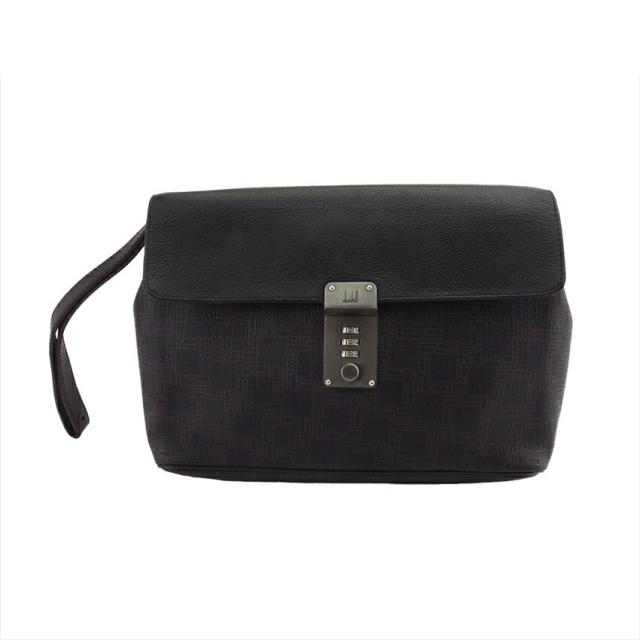 【X'masセール★30%OFF】ダンヒル Dunhill クラッチバッグディーエイト D8 ブラウン ブラック レディース 中古