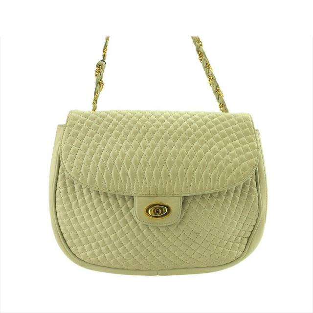 【BIGお買い物ラリー★30%OFFセール中】バリー BALLY ショルダーバッグキルティング Bマーク グレー 灰色 ベージュ ゴールド レディース 中古