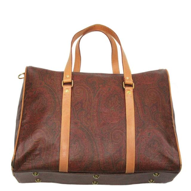 【BIGお買い物ラリー★30%OFFセール中】エトロ ETRO ボストンバッグペイズリー ブラウン ベージュ ゴールド系 レディース 中古