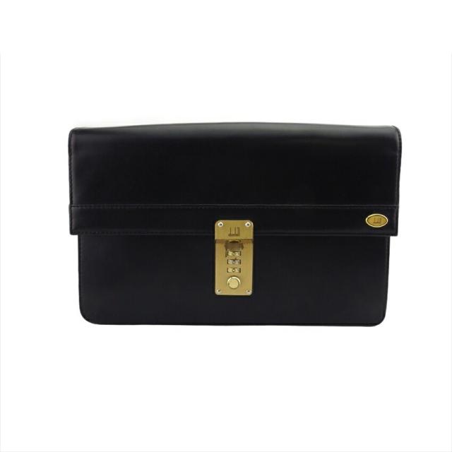 【BIGお買い物ラリー★30%OFFセール中】ダンヒル Dunhill クラッチバッグオックスフォード ブラック ゴールド レディース 中古