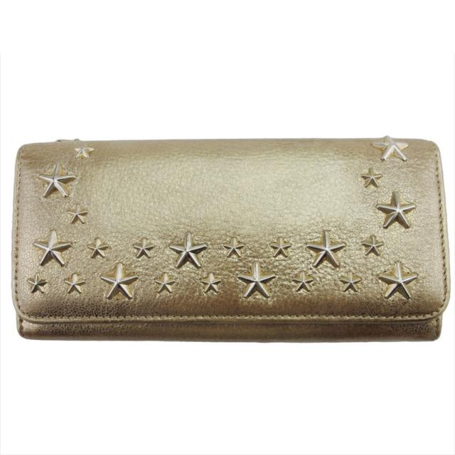 【BIGお買い物ラリー★30%OFFセール中】ジミーチュウ JIMMY CHOO 長財布スタースタッズ ゴールド シルバー レディース 中古
