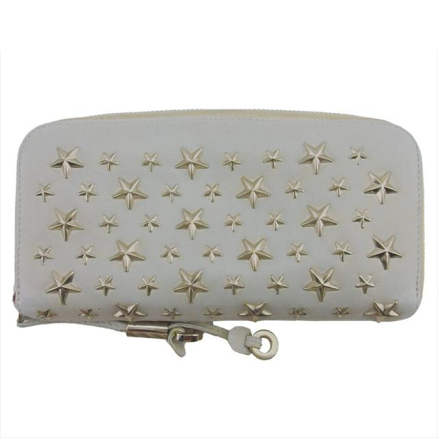 【X'masセール★30%OFF】ジミーチュウ JIMMY CHOO 長財布スタースタッズ ホワイト 白 シルバー レディース 中古